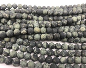 Matte Green Kambaba Jasper Round Beads Forest Green Jasper Beads ...