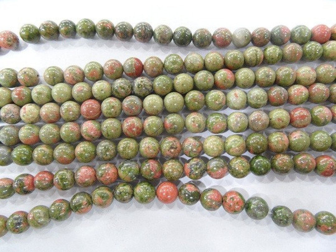 Genuine Unikite 4mm - 12mm Round Natural Green Pink Unakite Gemstone ...