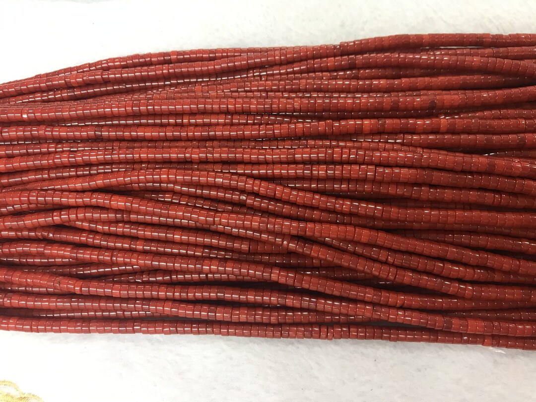 Dark Sand Red Coral 2x4mm Heishi Color Dyed Gemstone Loose Beads 15 ...