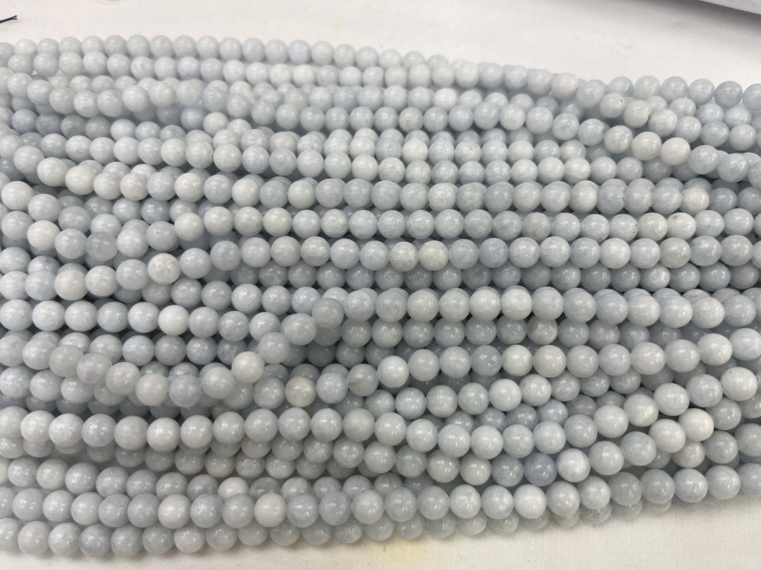 Natural Light Blue Calcite 6mm -10mm Round Genuine Gemstone Beads 15 ...