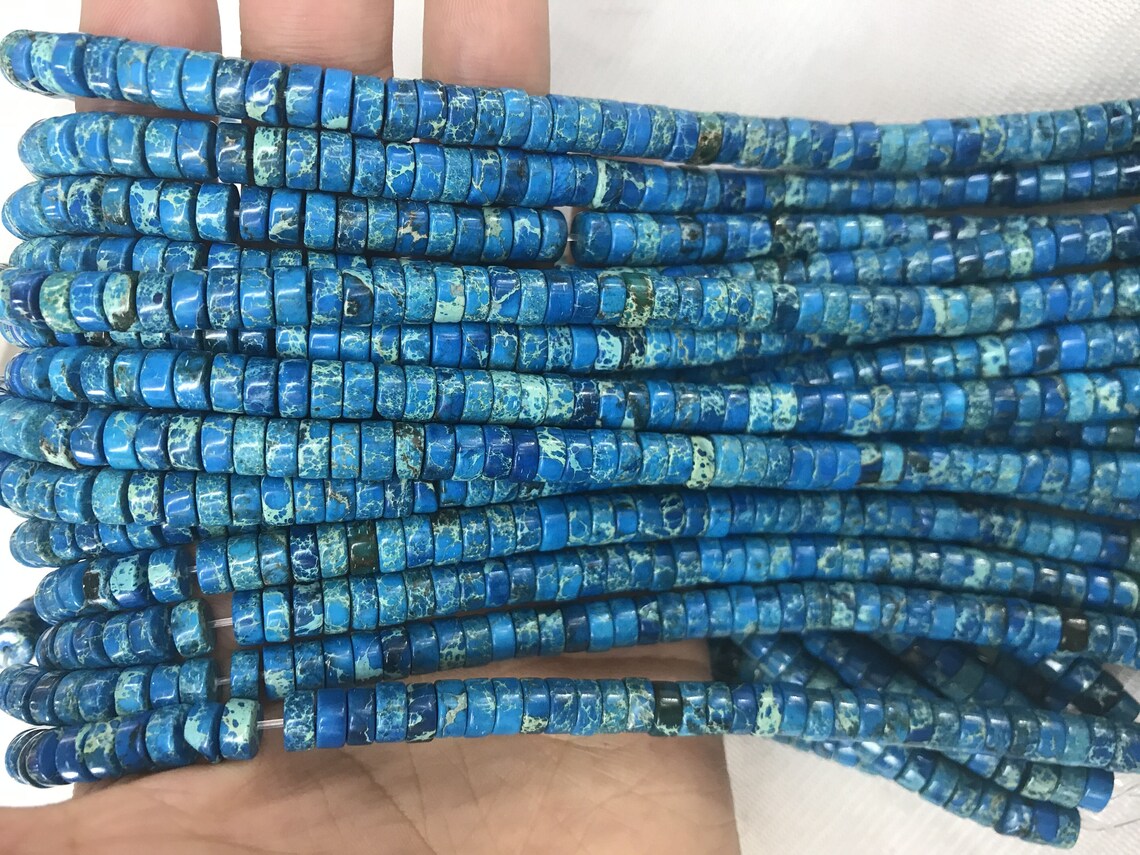 Imperial Jasper 6mm Heishi Sea Sediment Jasper Blue Dyed Loose Beads 15 ...
