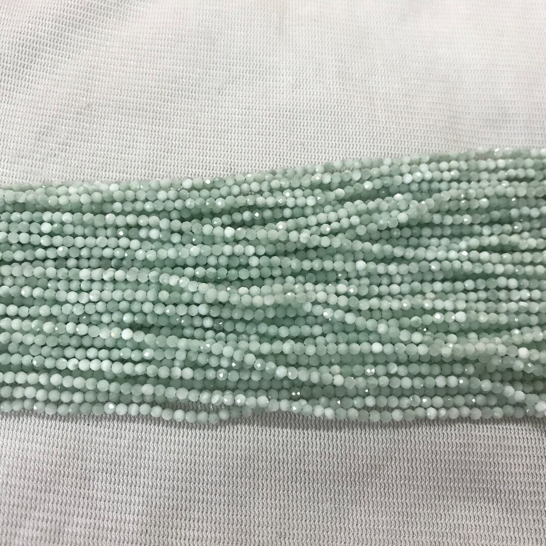 Faceted Green Angelite 2mm - 4mm Round Cut Genuine Gemstone Loose Beads ...