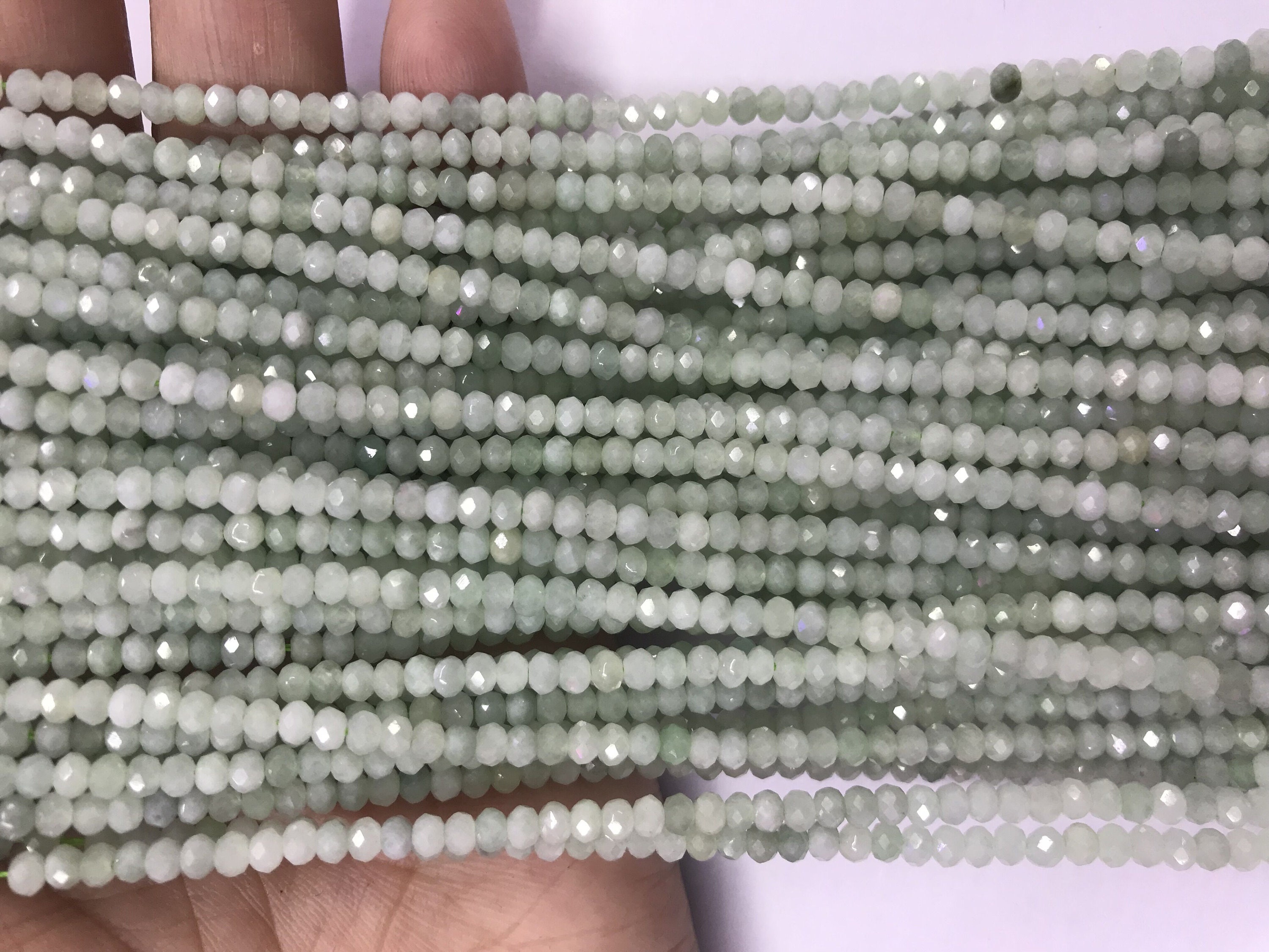 Genuine Faceted Green Jade 3mm - 4mm Rondelle Cut Natural Loose ...
