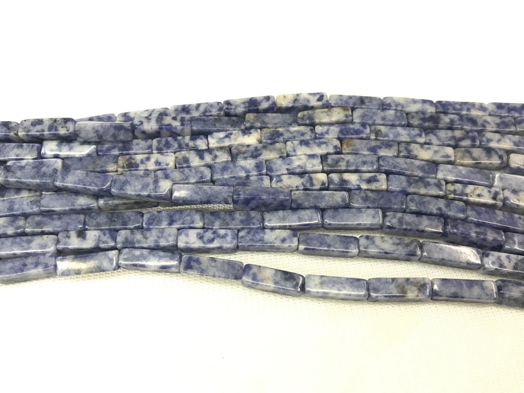Natural Blue Spotted Jasper 4x13mm Cuboid Genuine Loose Gemstone Tube ...
