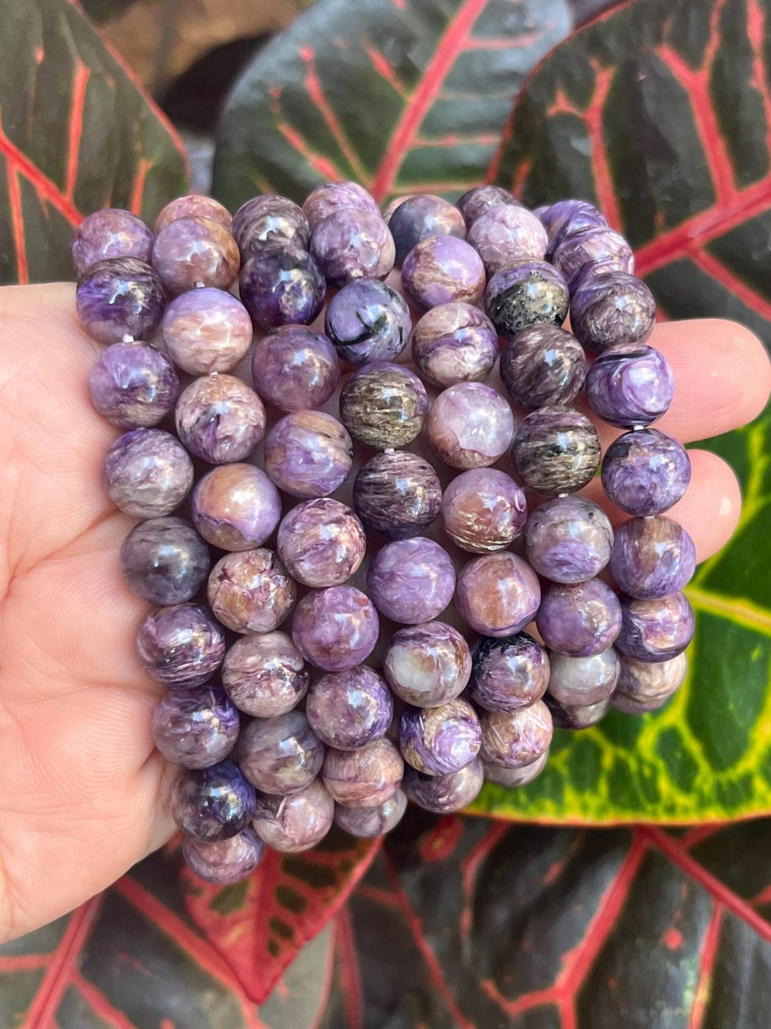 Genuine Charoite 9.8-10.1mm Round Natural Purple Gemstone Beads ...