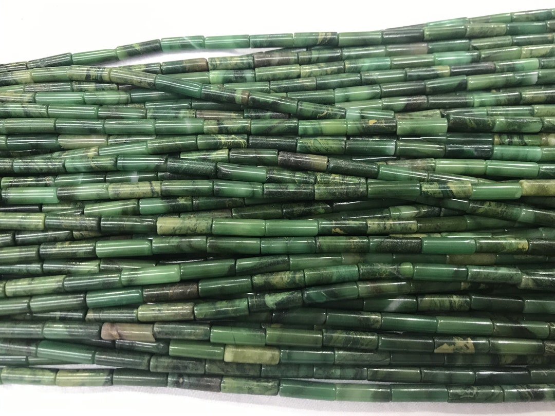 Natural Africa Green Jade 4x13mm Column Genuine Gemstone Tube Loose ...
