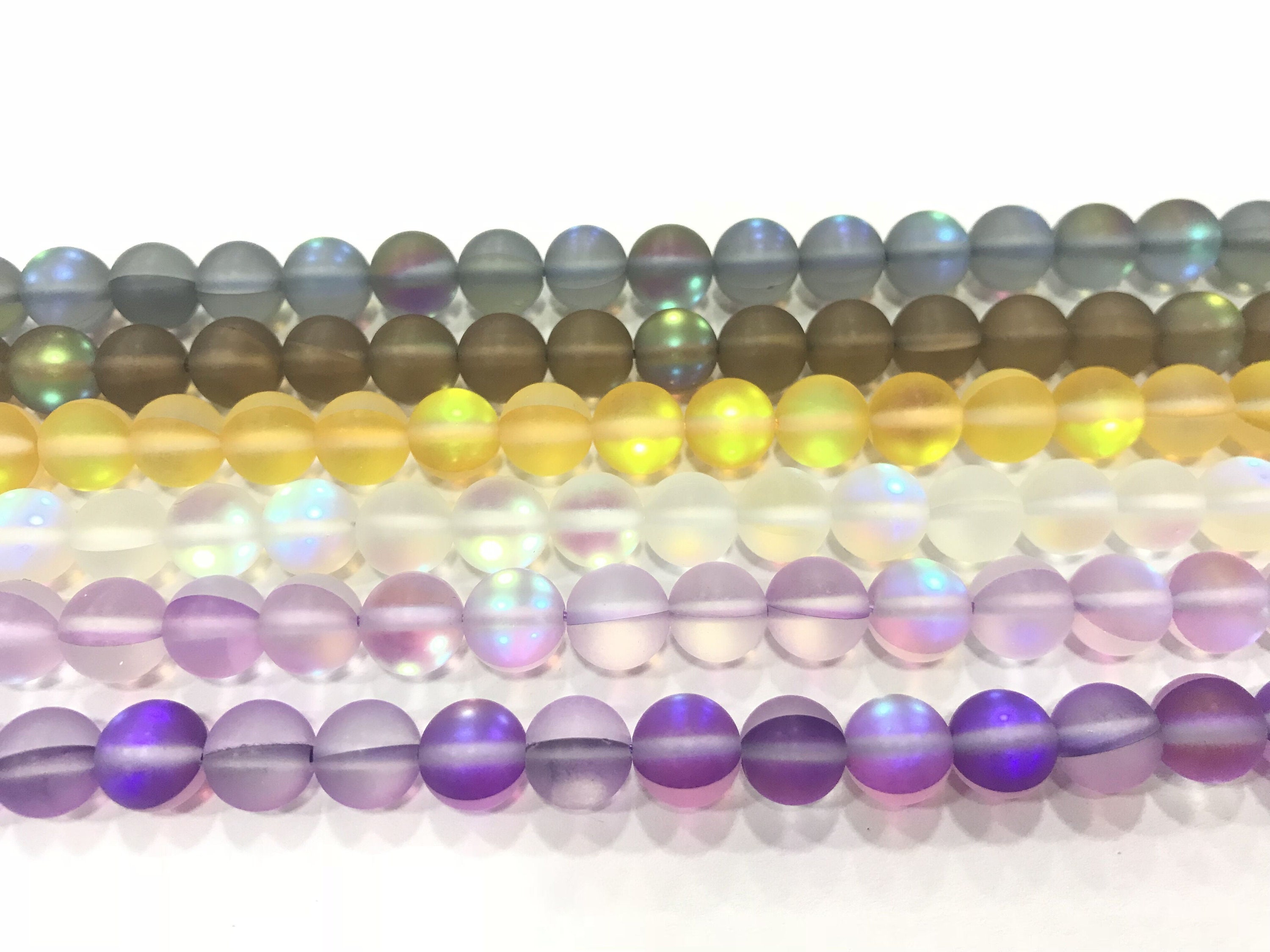 Matte Multicolor Moonlight Glass 6mm 12mm Round Rainbow - Etsy UK