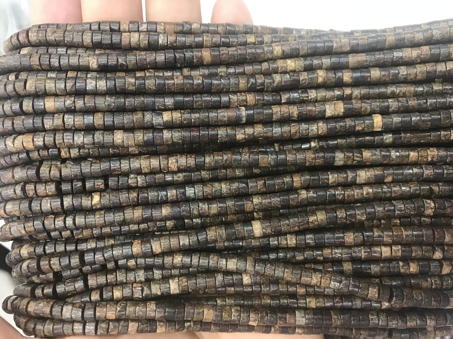 Natural Bronzite Jasper 3mm 4mm Heishi Genuine Brown Gemstone Loose ...