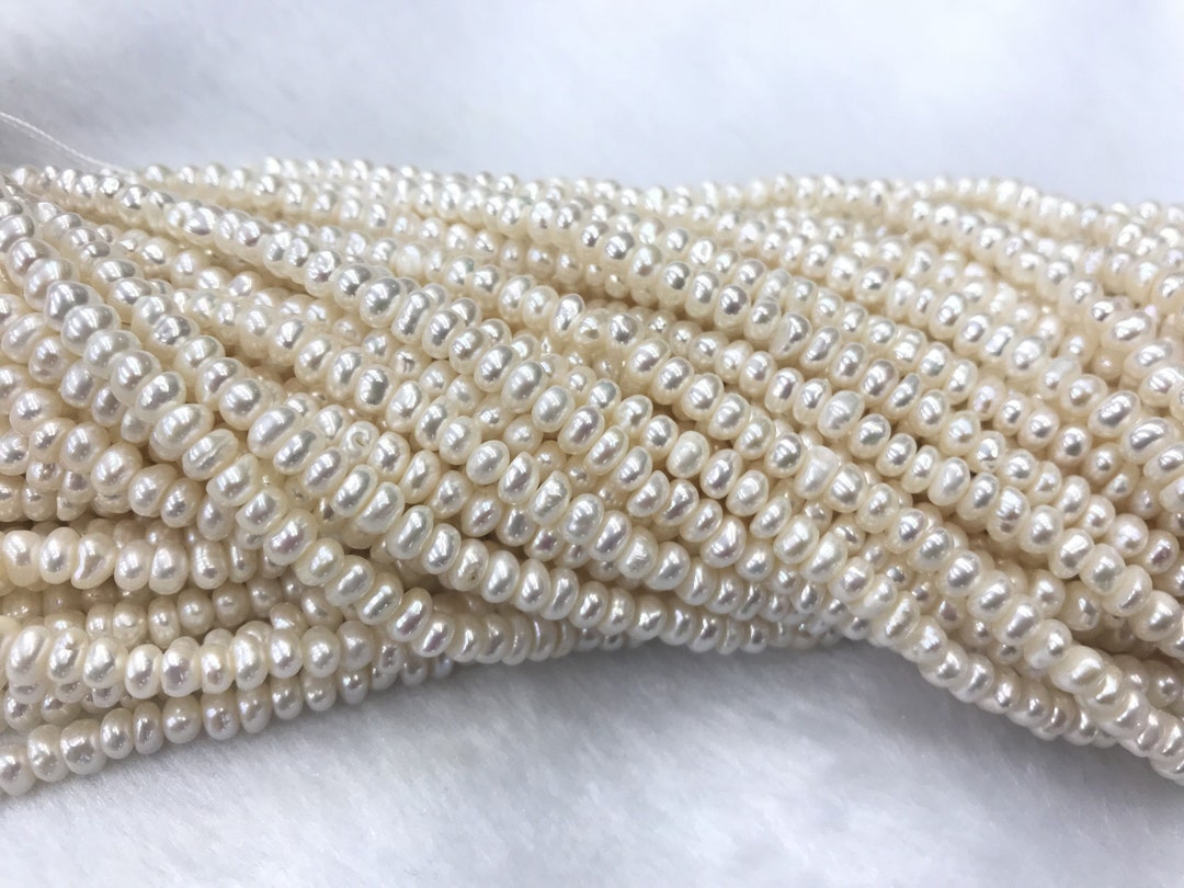 Freshwater Pearl 3-4mm / 4-5mm / 5-6mm Button Natural White Loose Beads ...