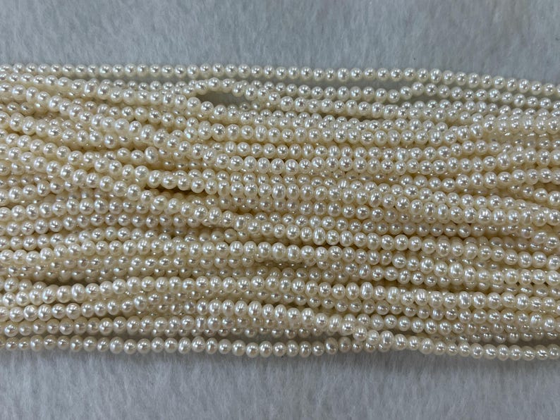 Freshwater Pearl 3mm-5mm Offround Natural White Grade A Loose Beads 15 ...