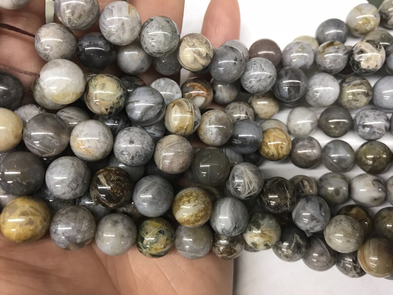 Natural Bamboo Leaf Agate 4mm - 20mm Round Genuine Loose Beads 15 Inch ...