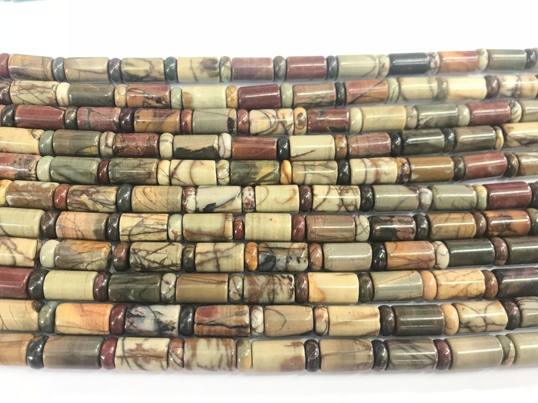 Natural Picasso Jasper 6x9mm / 6x10mm Column Genuine Loose Tube Beads ...