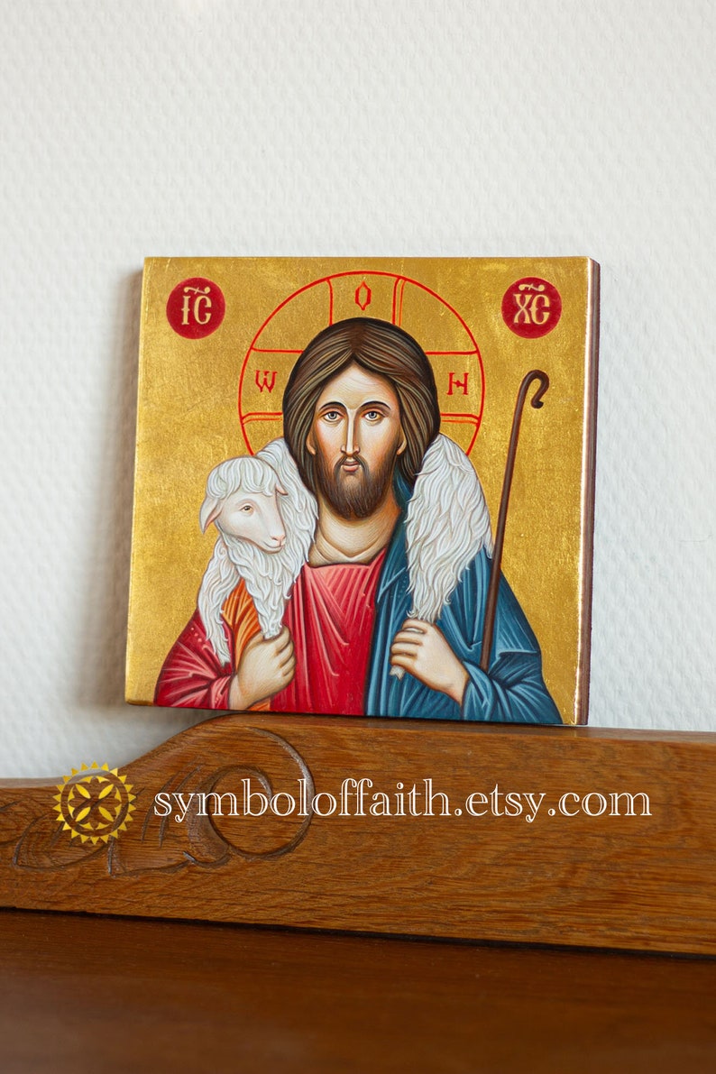 The Good Shepherd Orthodox Icon, Original Hand Painted Icon, Byzantine ...