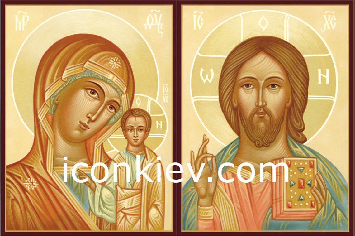 Ikonen der Jungfrau Maria und Jesus Christus Pantokrator - Etsy.de