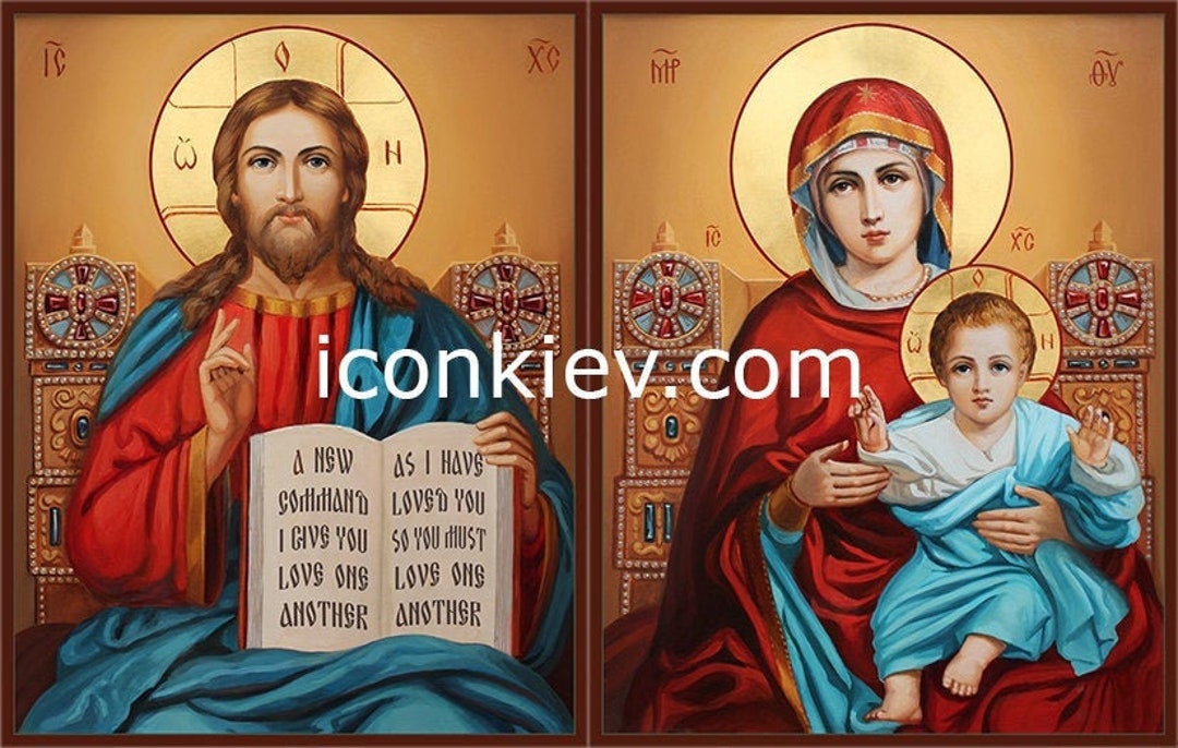 Virgin Mary and Jesus Christ Icons, Orthodox Icon, Hand Painted Icon ...