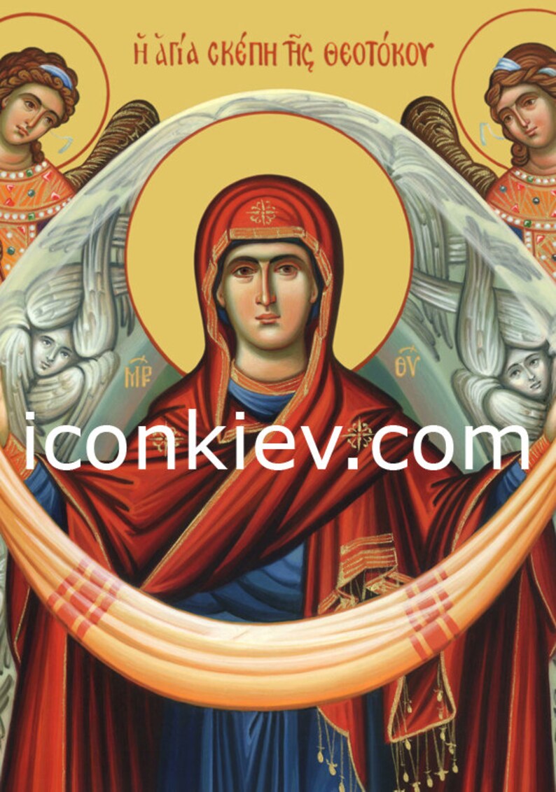 Holy Protection of Our Lady With Angels, Theotokos Icon, Orthodox Icon ...