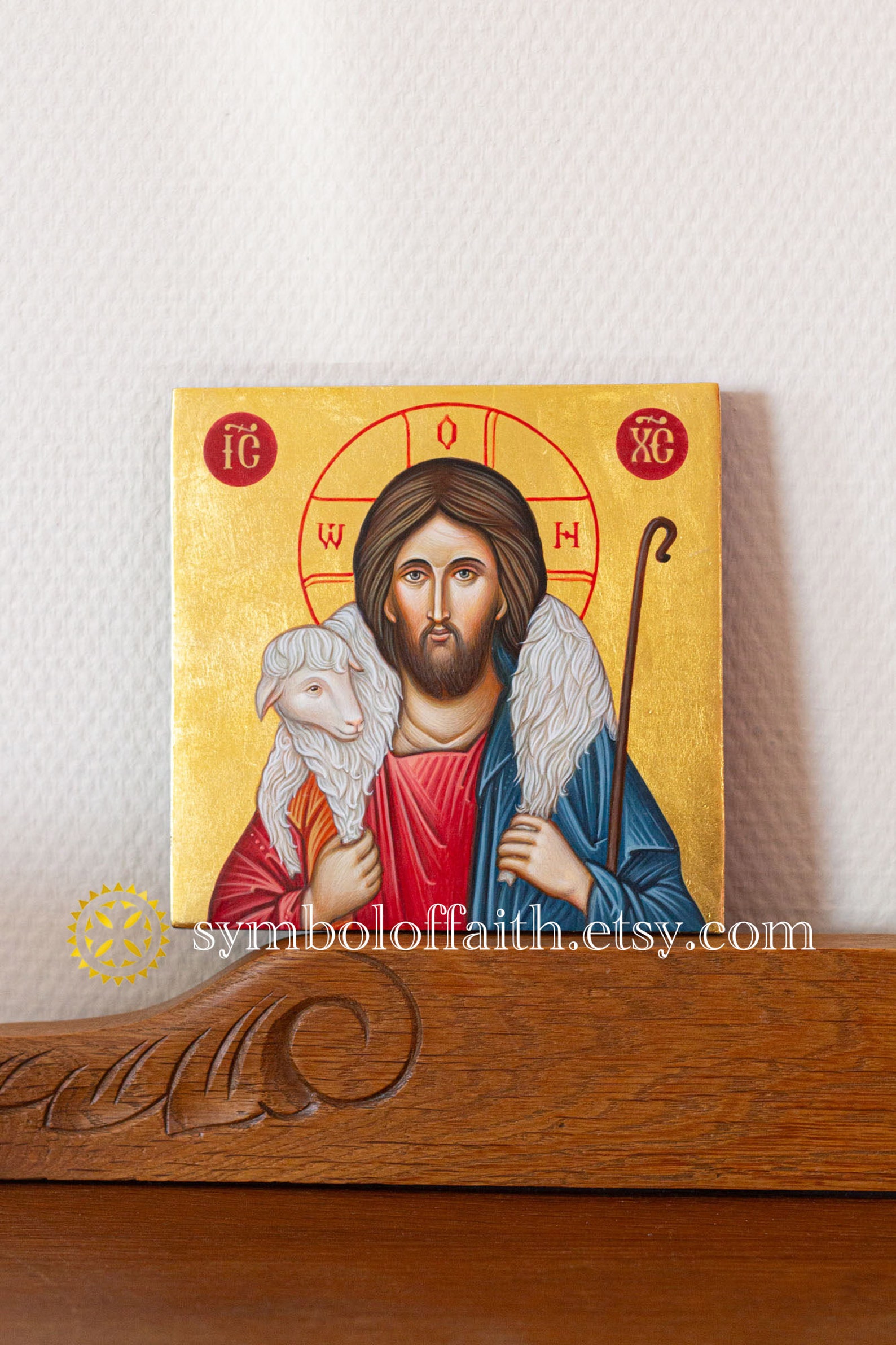 The Good Shepherd Orthodox Icon, Original Hand Painted Icon, Byzantine ...