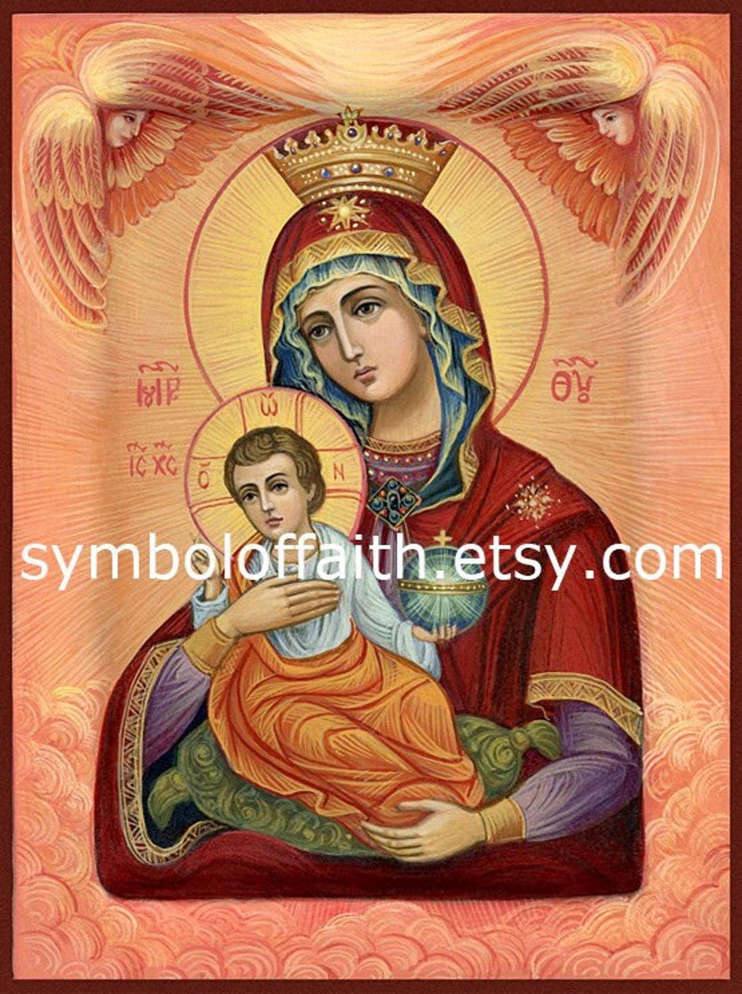Blessed Virgin Mary and Jesus Christ, Digital Download, Orthodox Icon ...