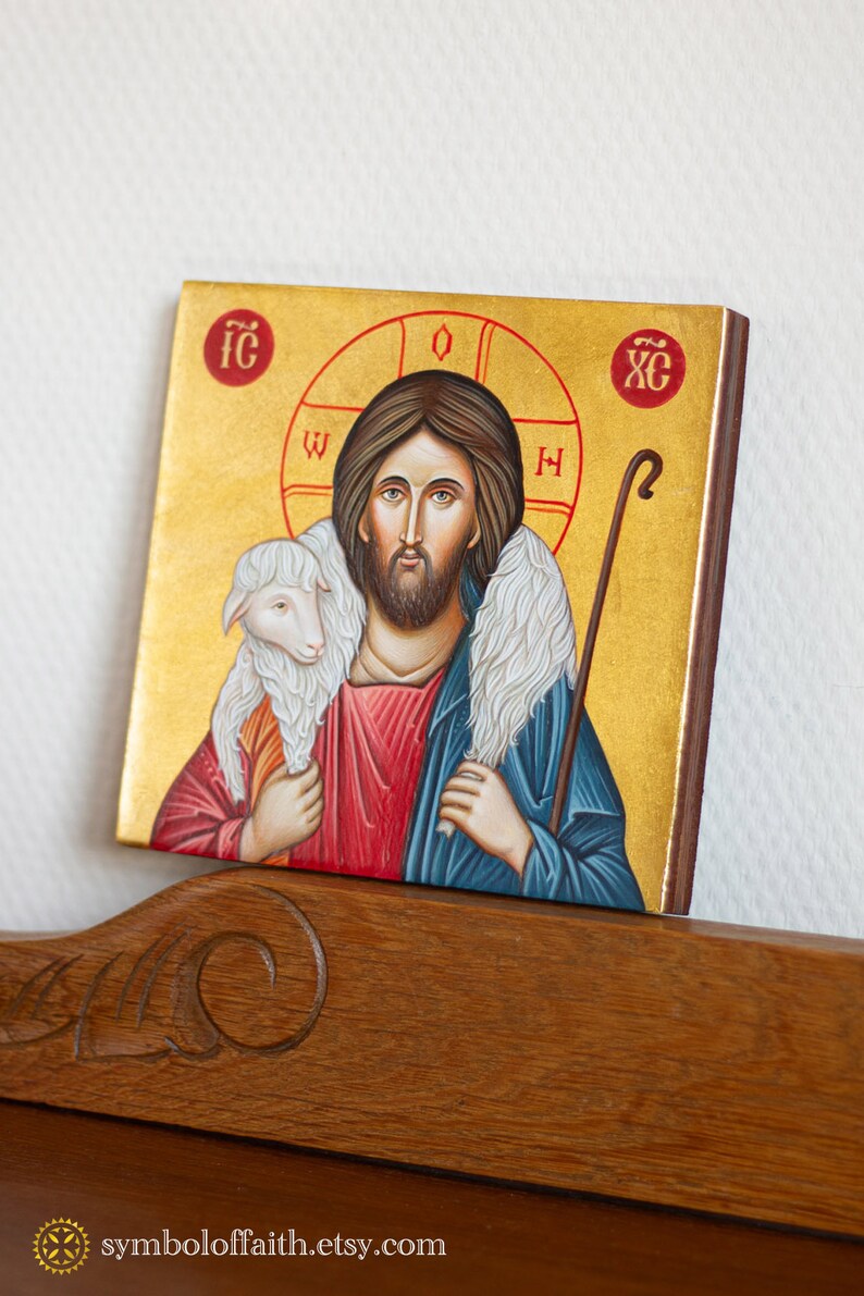 The Good Shepherd Orthodox Icon, Original Hand Painted Icon, Byzantine ...