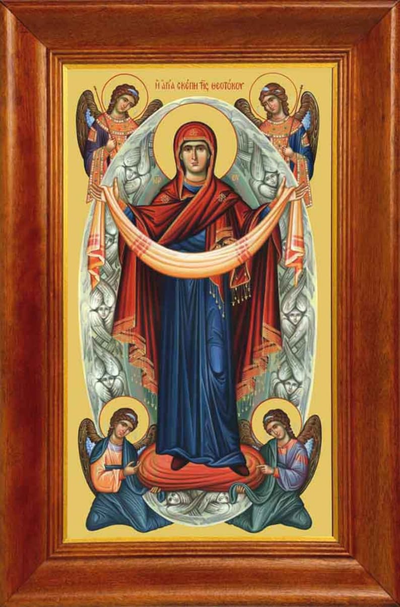 Holy Protection of Our Lady With Angels, Theotokos Icon, Orthodox Icon ...