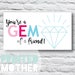 You're A Gem Printable PDF Gift Tags | Valentine Favors | Classroom ...