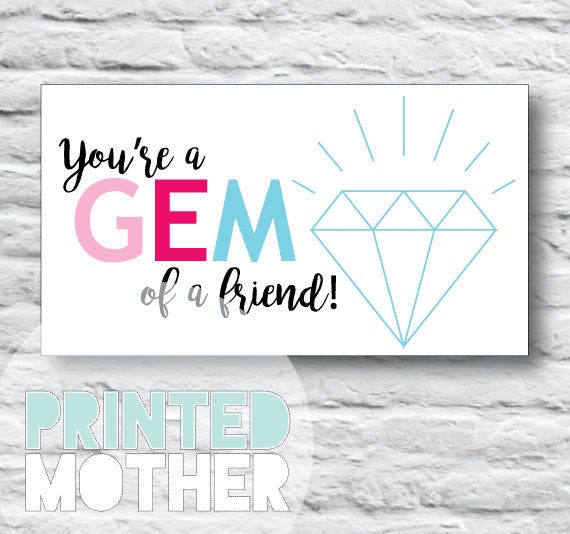 You're A Gem Printable PDF Gift Tags | Valentine Favors | Classroom ...