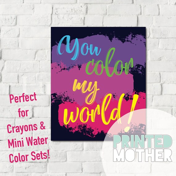 You Color My World PDF Printable Gift Tag Crayon or | Etsy