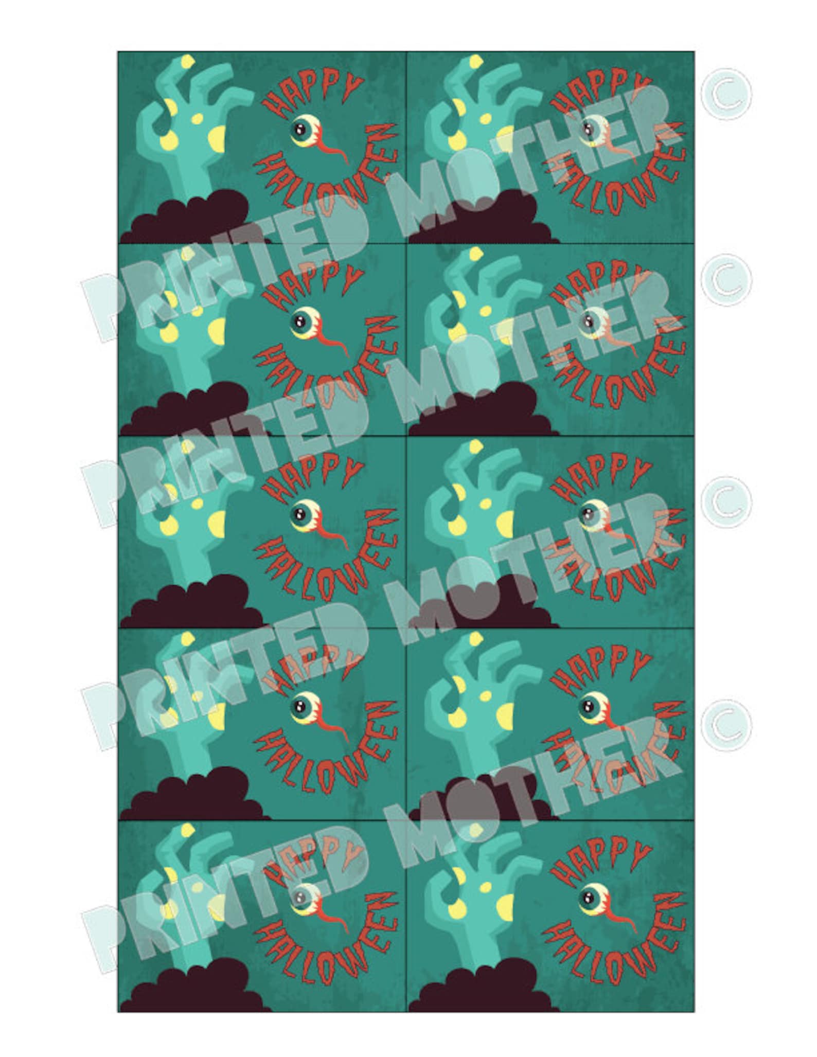 Zombie Halloween Printable Gift Tag - Etsy