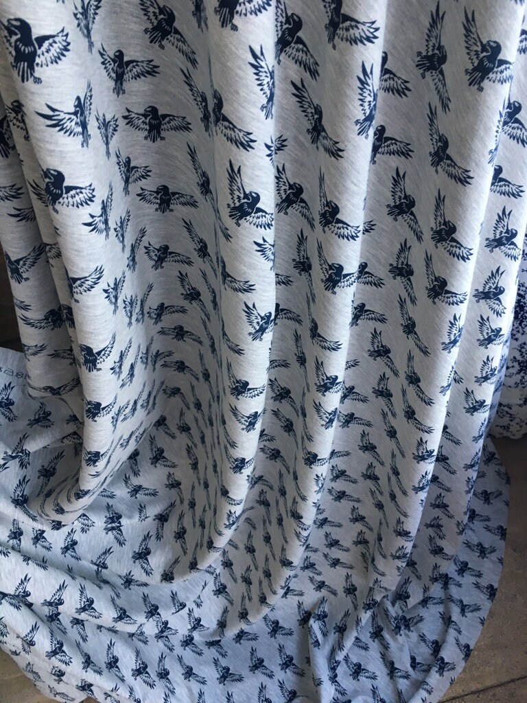 Beautiful Grey and Blue Falcon Loop Back Jersey - Etsy