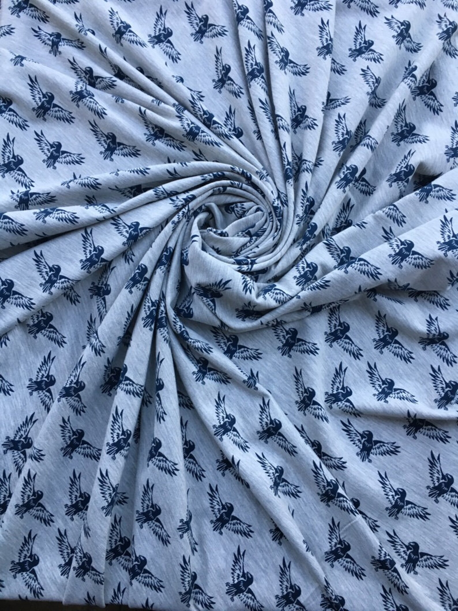 Beautiful Grey and Blue Falcon Loop Back Jersey - Etsy