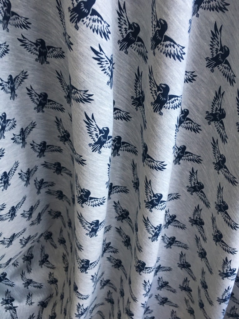 Beautiful Grey and Blue Falcon Loop Back Jersey - Etsy