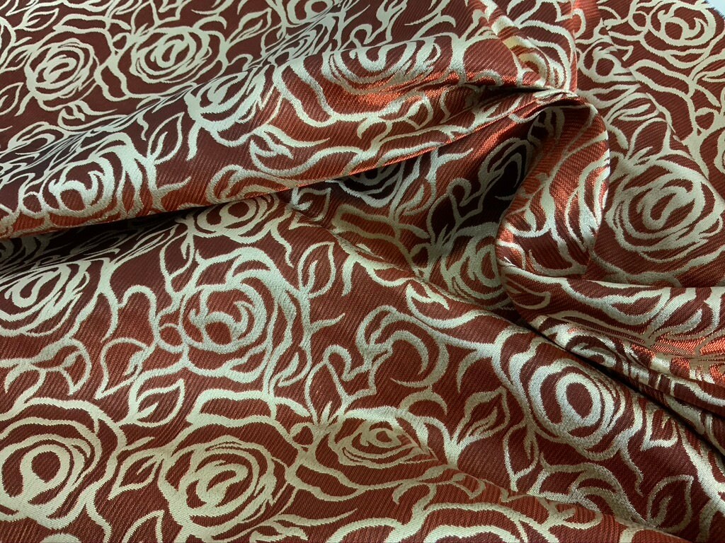 Orange Metallic Brocade Fabric - Etsy