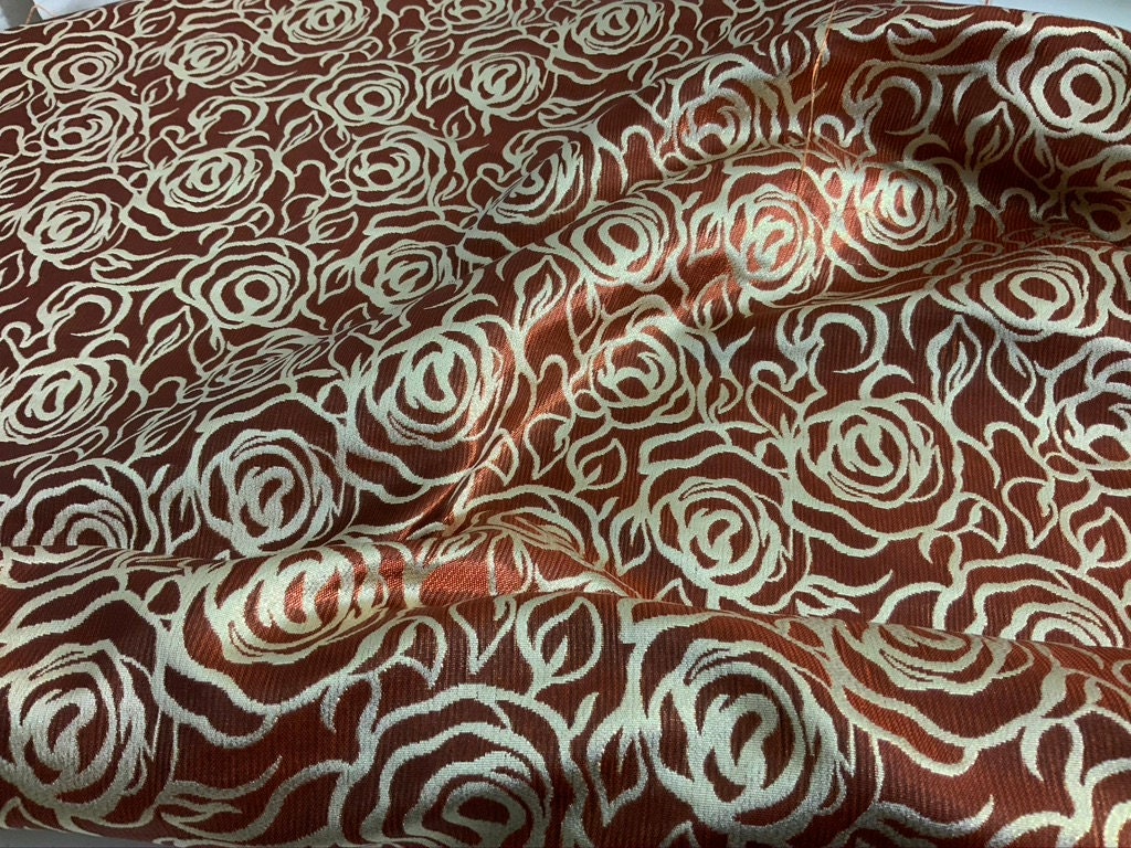 Orange Metallic Brocade Fabric - Etsy
