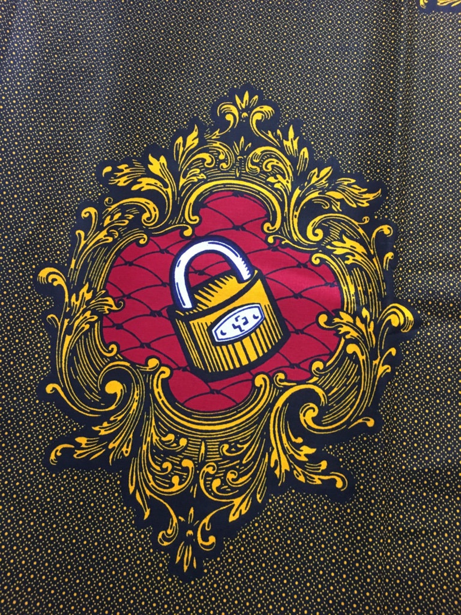 Dark Green Yellow and Red African Fabric - Etsy