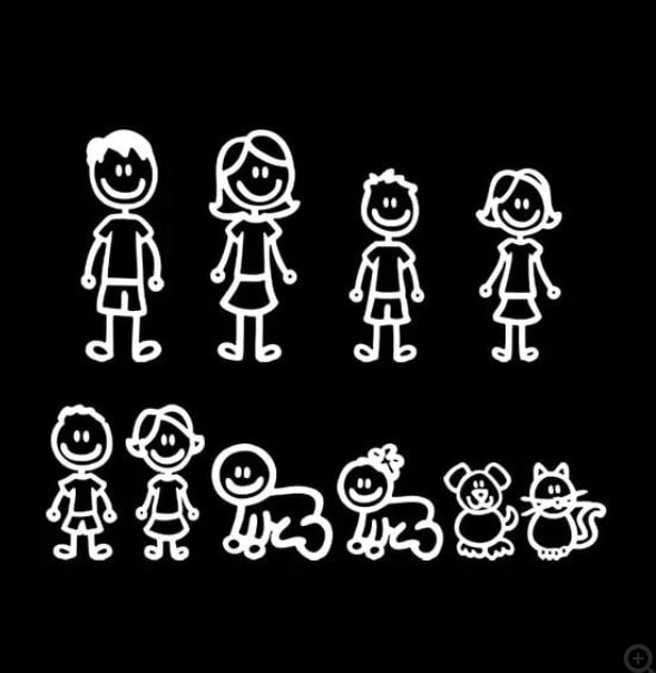 Family Decals, Mom, Dad, Son, Daughter, Baby, Cat, Dog, Family Sticker ...
