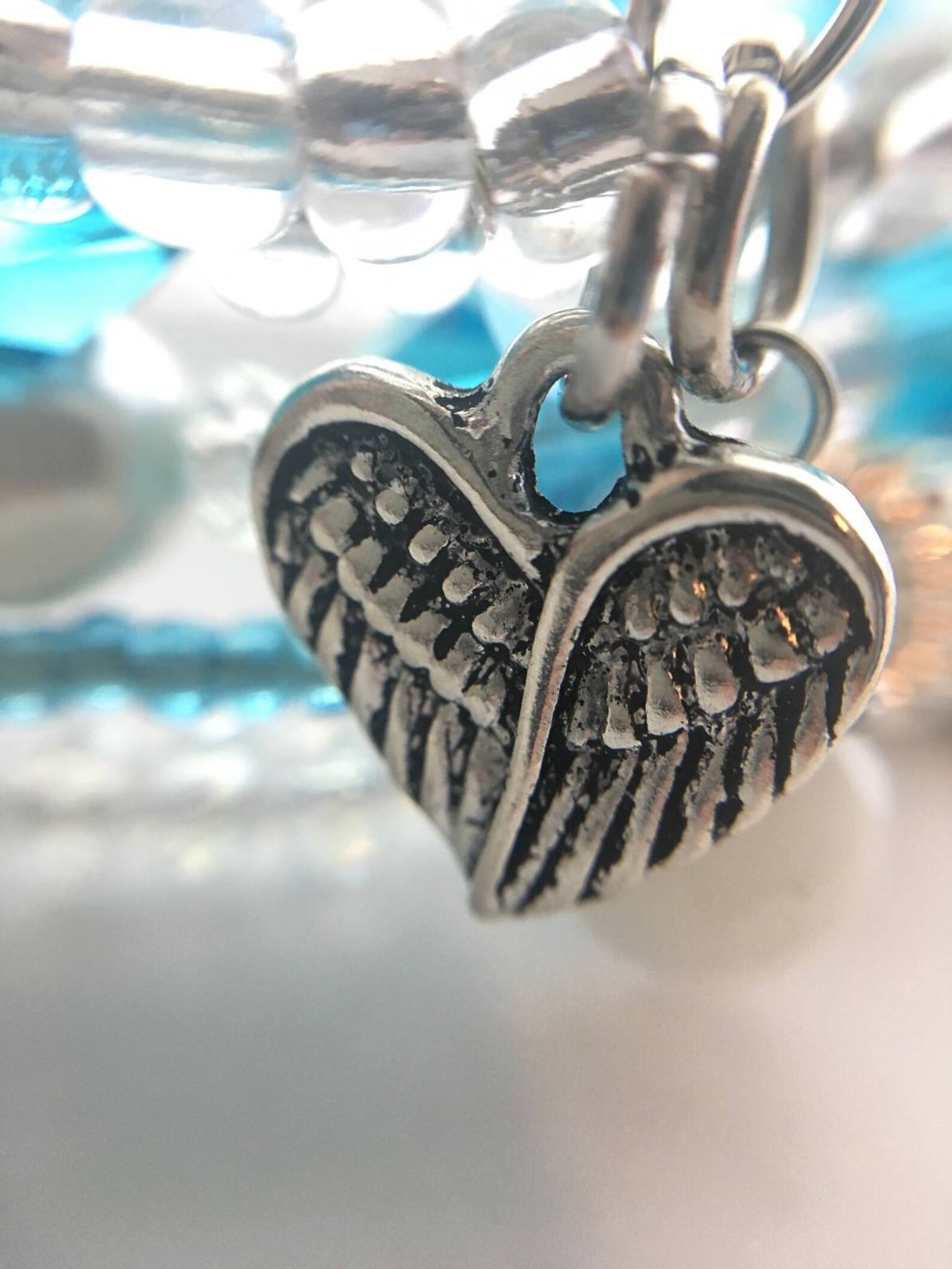 Blue and White 5-wrap Memory Wire Bracelet With Infinity Charm - Etsy