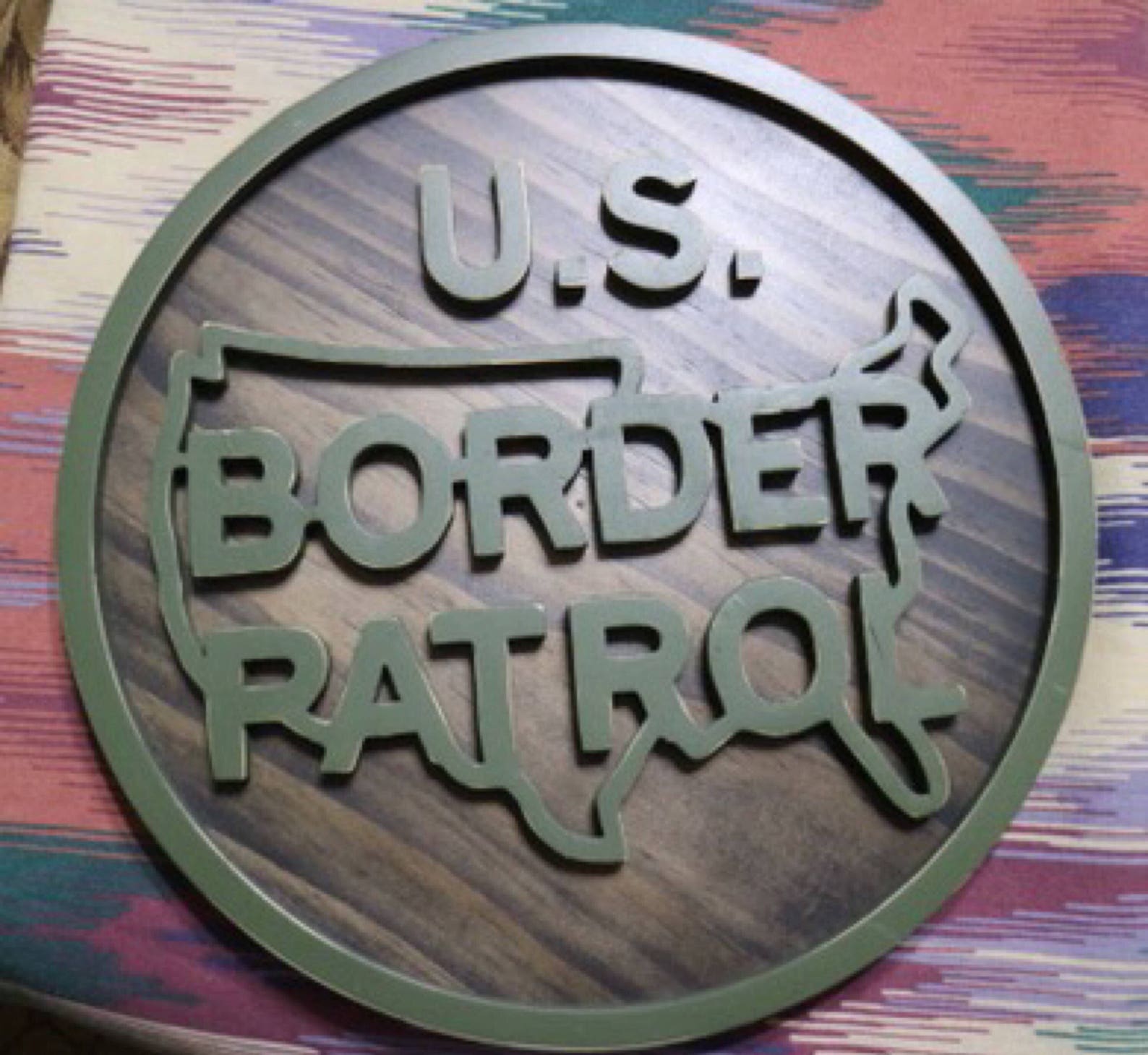 Wooden Border Patrol Emblem With a Rustic Look, Handmade Border Patrol ...