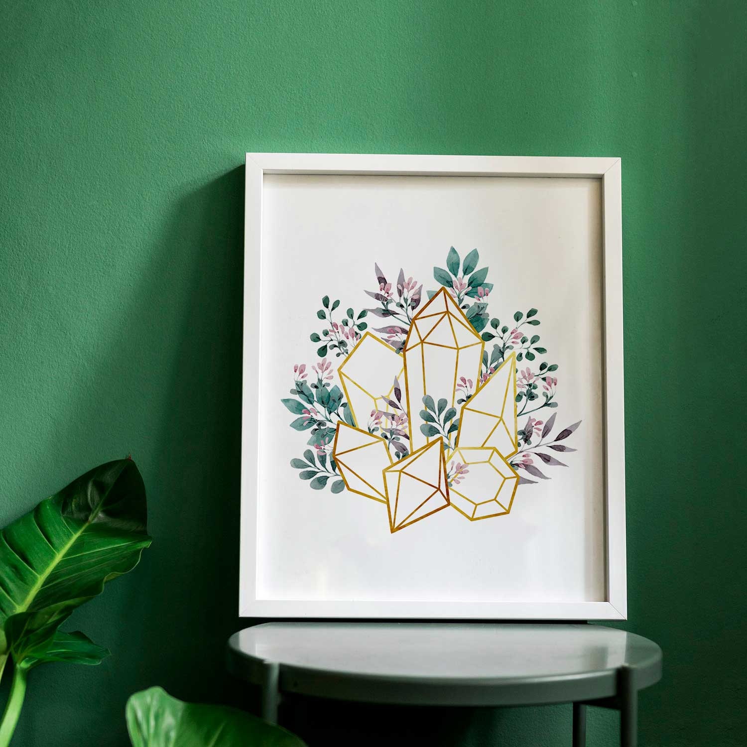 Gold Geometric Crystals and Gemstones Printable Wall Art | Etsy