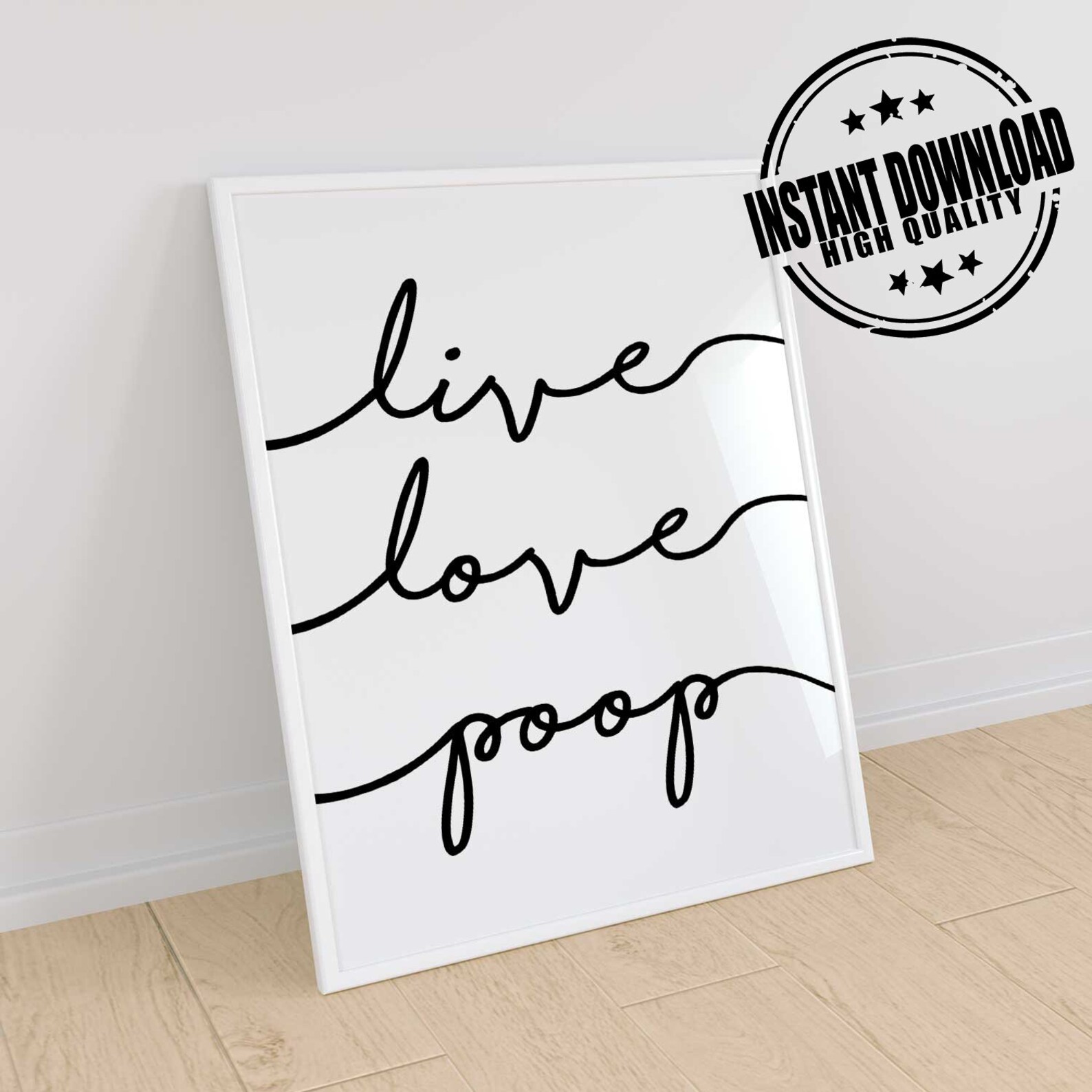 Live love poop funny bathroom print poop sign poop print | Etsy