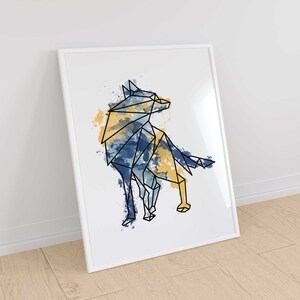 Watercolor Geometric Wolf Printable Wall Art, Wolf Nursery Art ...