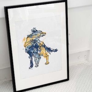 Watercolor Geometric Wolf Printable Wall Art, Wolf Nursery Art ...