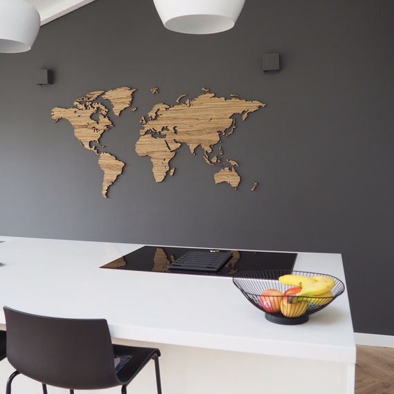 Detailėd Wooden World Natural Wood Map Limba I World Map - Etsy