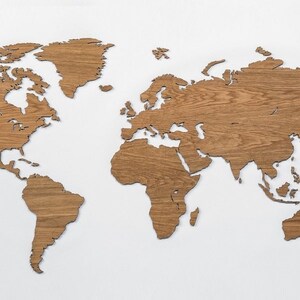 OAK- Detailed 10mm Thickness Wooden World Map - OILED OAK With Engraved ...