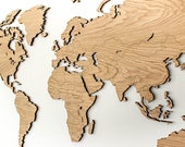 Natural OAK Wood Detailed Wooden World Map With Country - Etsy