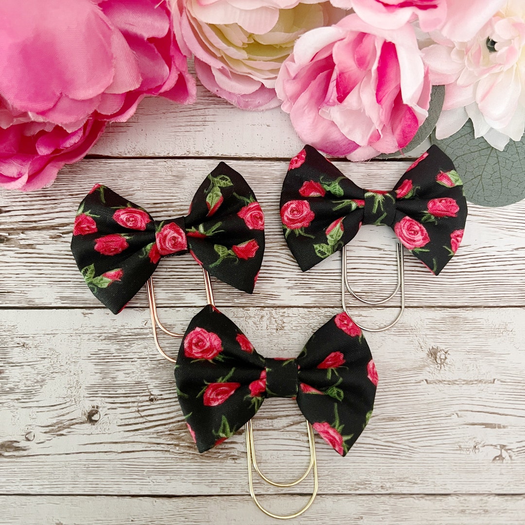 Red Rose Fabric Bows - Etsy