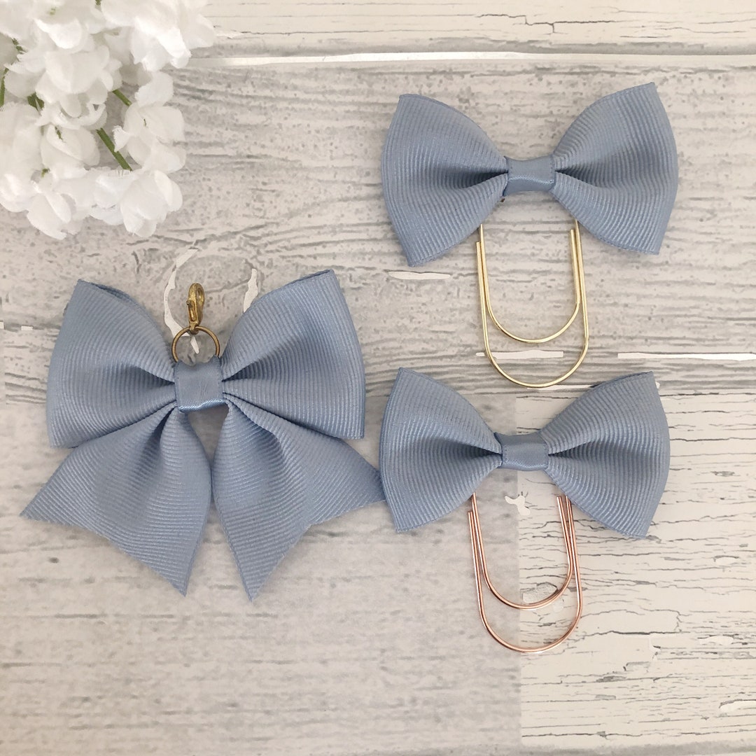 French Blue Ribbon Bow Clip - Etsy