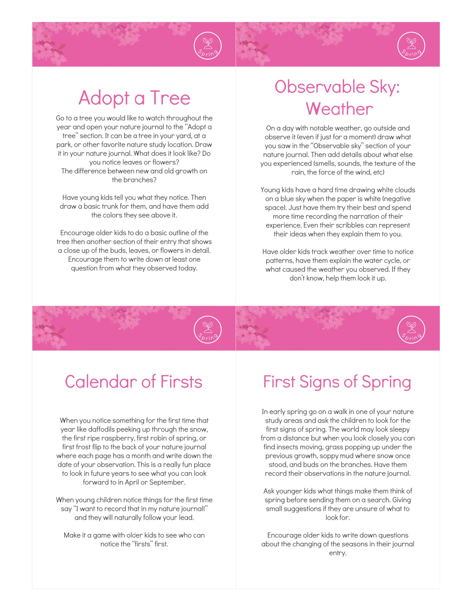 Printable Nature Journaling Cards - Etsy