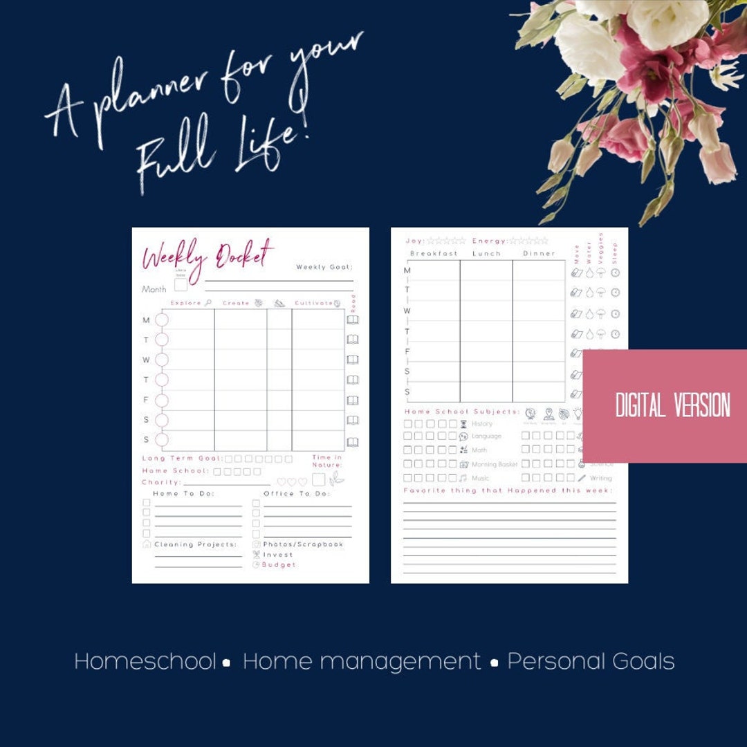 Printable Homeschool, Home Management, Personal Planner (digital ...