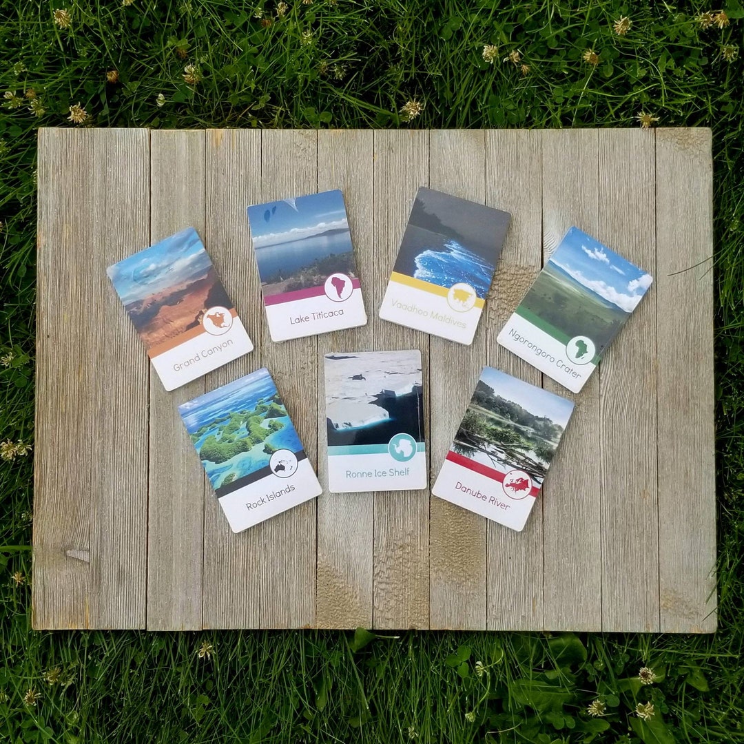 7 Continent Cards (natural Landmarks, Plants & Animals From Each ...