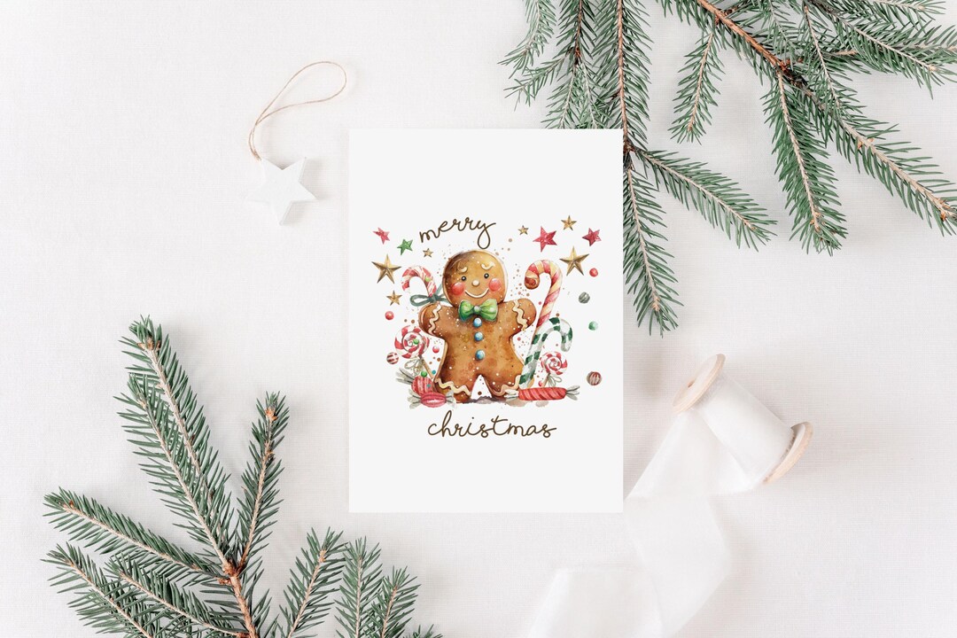 Gingerbread Christmas Card - Etsy